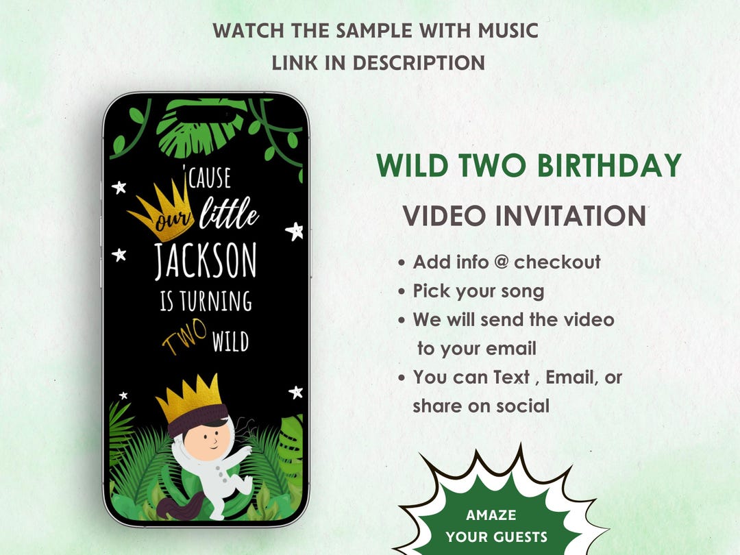 Wild Two Birthday Video Invitation - Young Wild and Two Birthday Invite ...