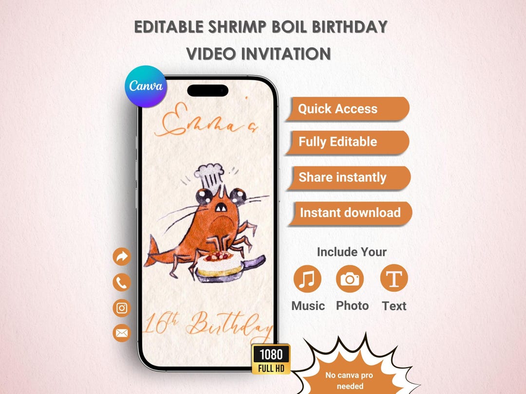 Shrimp Boil Birthday Video Invitation - Shrimp Good Time Boil Invite ...