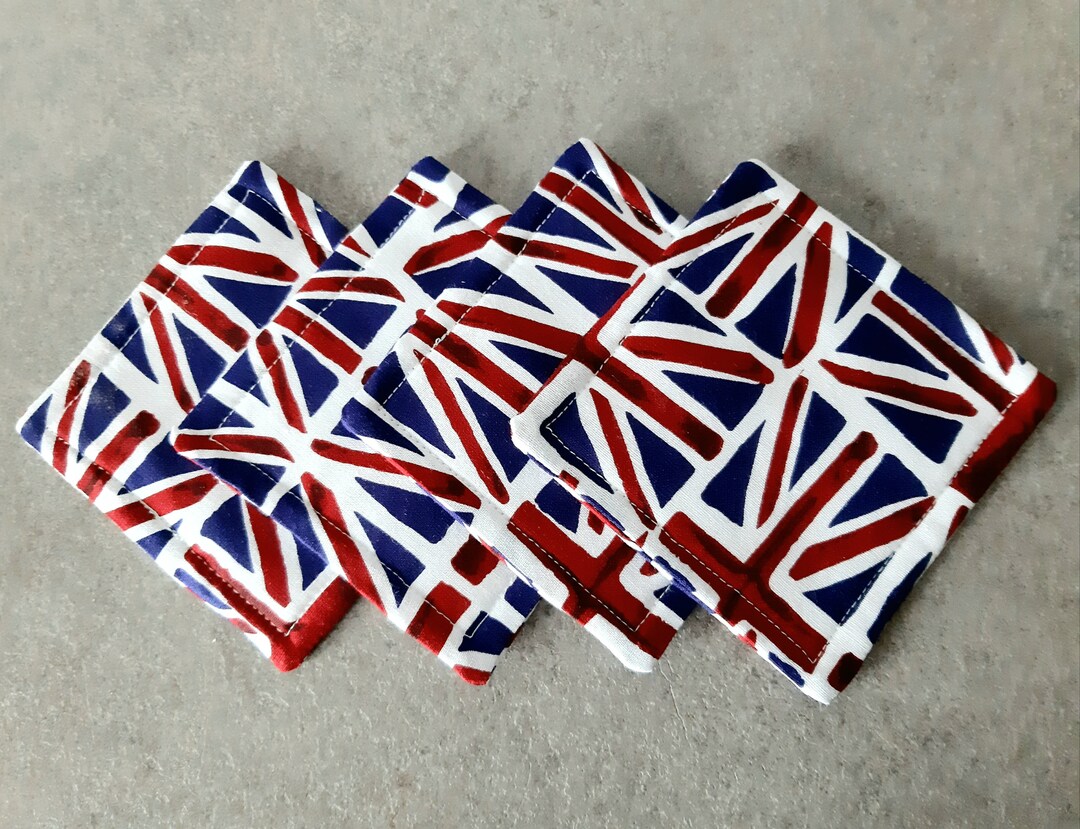 Union Jack Fabric Coaster, Handmade - Etsy