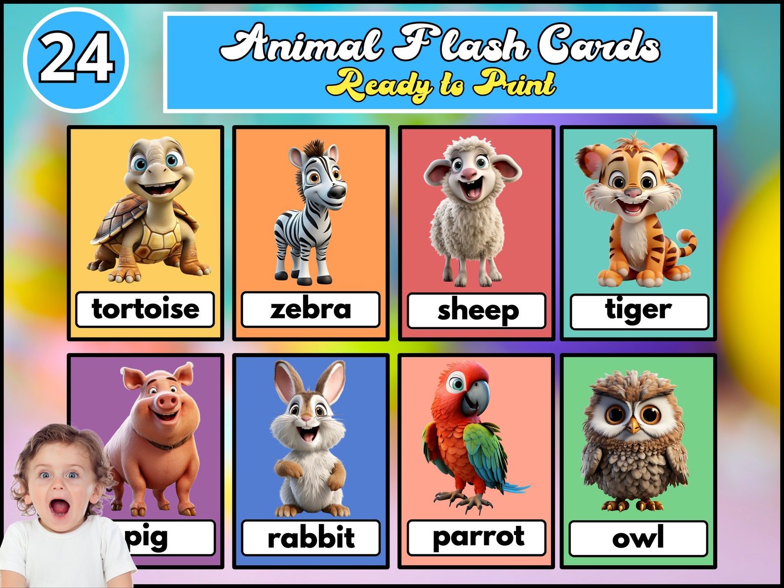Animal Flash Cards for Kids Flashcards for Kindergarten - Etsy