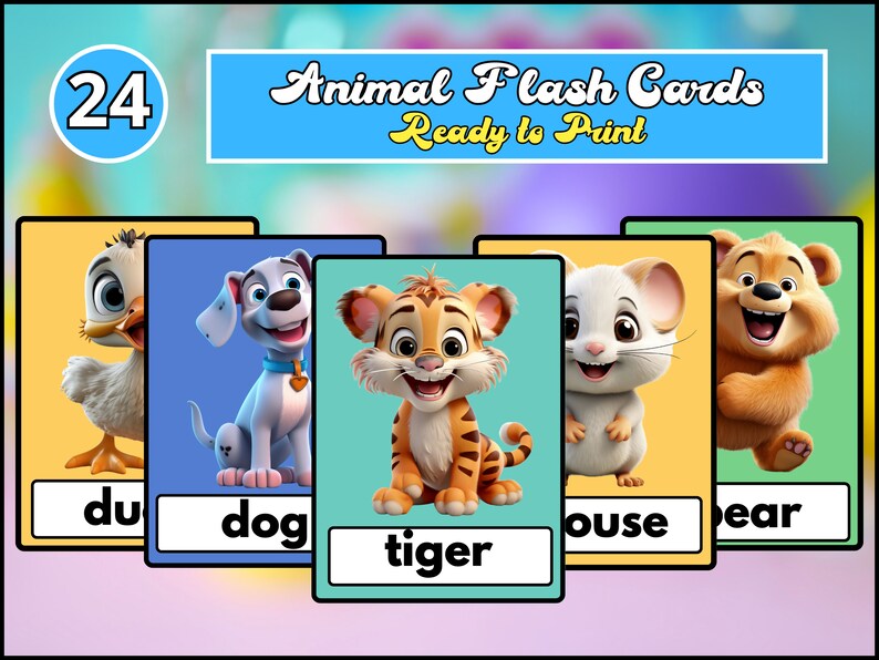 Animal Flash Cards for Kids Flashcards for Kindergarten - Etsy