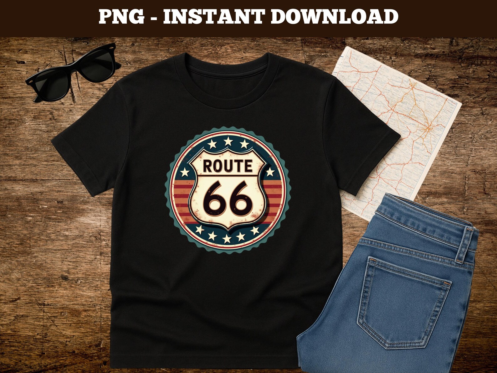 Route 66 Vintage Sign PNG: Retro USA Highway Design (digital Download ...