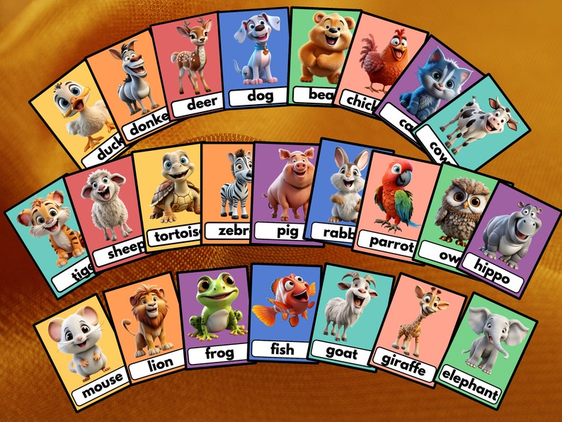 Animal Flash Cards for Kids Flashcards for Kindergarten - Etsy