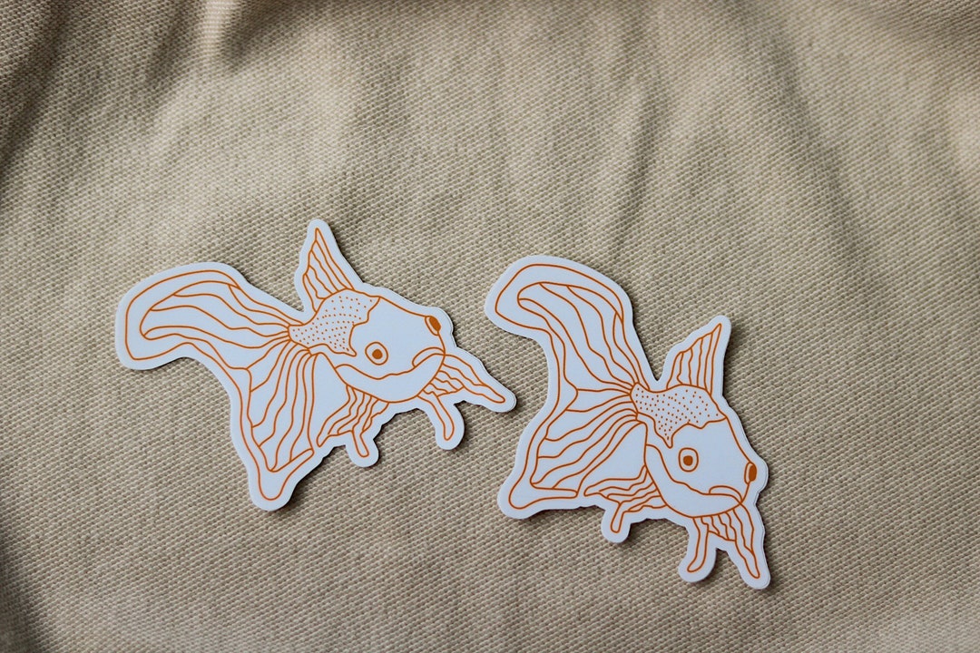Gold Fish Sticker | Waterproof Water Bottle Sticker - Etsy