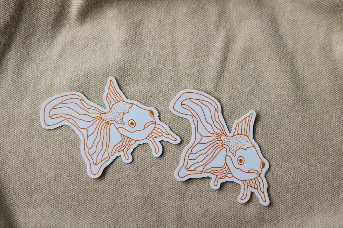 Gold Fish Sticker | Waterproof Water Bottle Sticker - Etsy