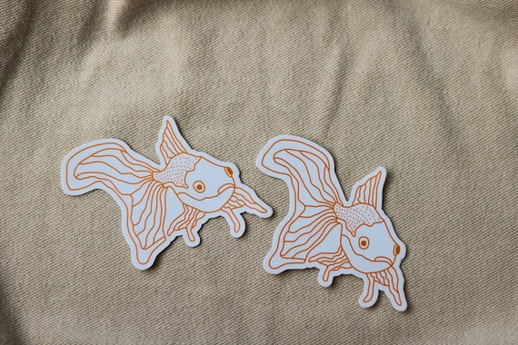 Gold Fish Sticker Waterproof Water Bottle Sticker | Etsy