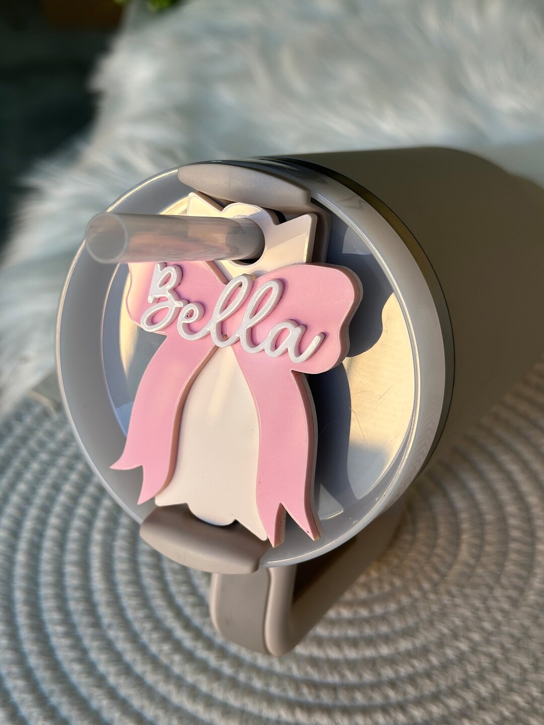 Bow Name Tag / Coquette Bow Topper / 40oz30oz Tumbler Personalized Name ...