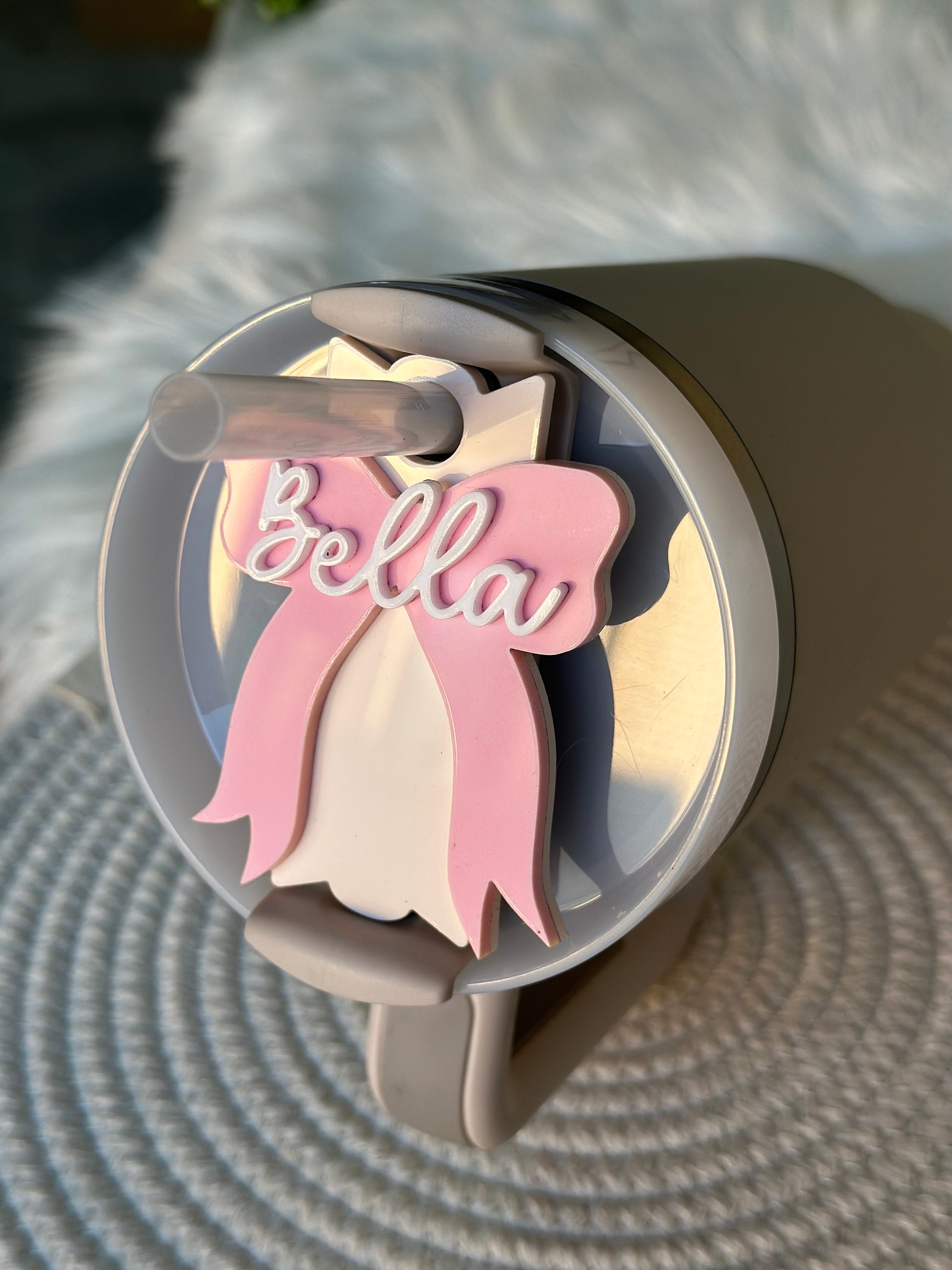 Bow Name Tag / Coquette Bow Topper / 40oz30oz Tumbler Personalized Name ...
