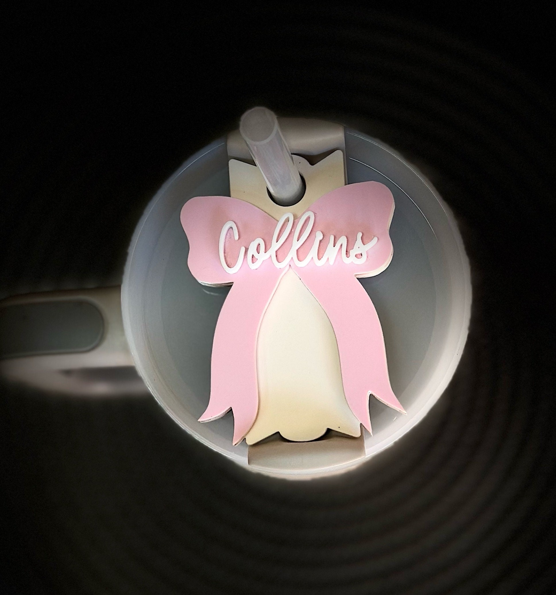 Bow Name Tag / Coquette Bow Topper / 40oz30oz Tumbler Personalized Name ...