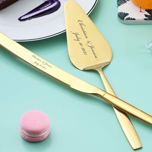 Cake Cutter Wedding Engraved Cake Server Knife Set Custom Cake - Etsy