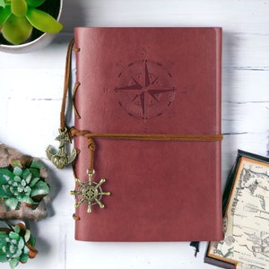 Personalized LEATHER NOTEBOOK JOURNAL Travel Log Organizer Notepad ...