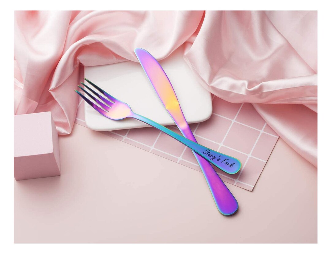 Personalized Rainbow Spectrum Oil Slick FORK Dinnerware Utensil Wedding Gifts for Her Mom ...