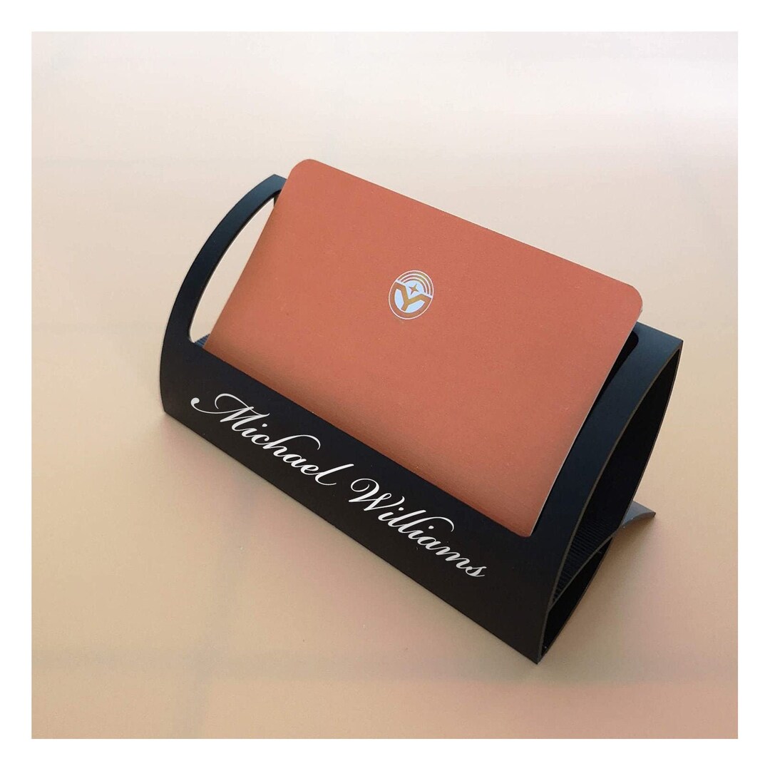 Personalized BUSINESS CARD HOLDER Custom Engraved Stand Case Office ...