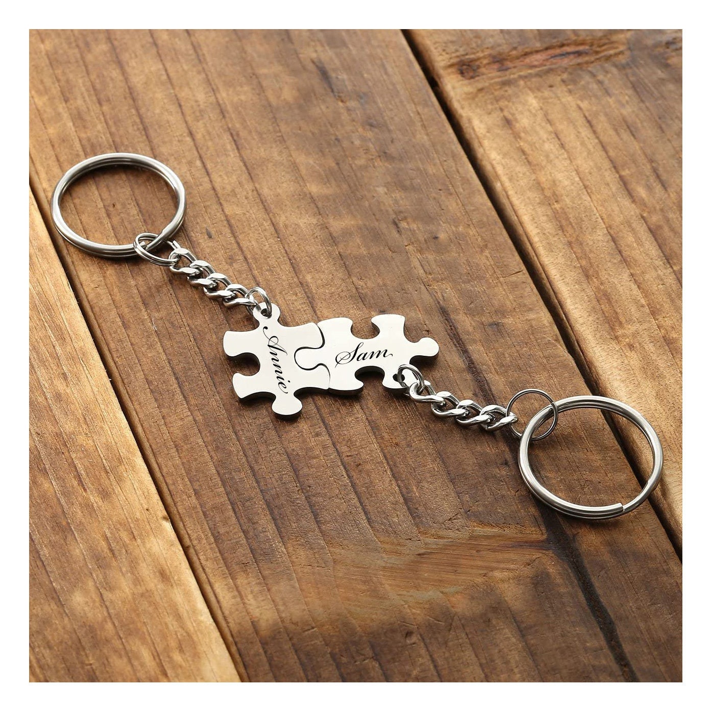 Personalized PUZZLE KEYCHAIN Custom Engraved Interlocking 2 - Etsy
