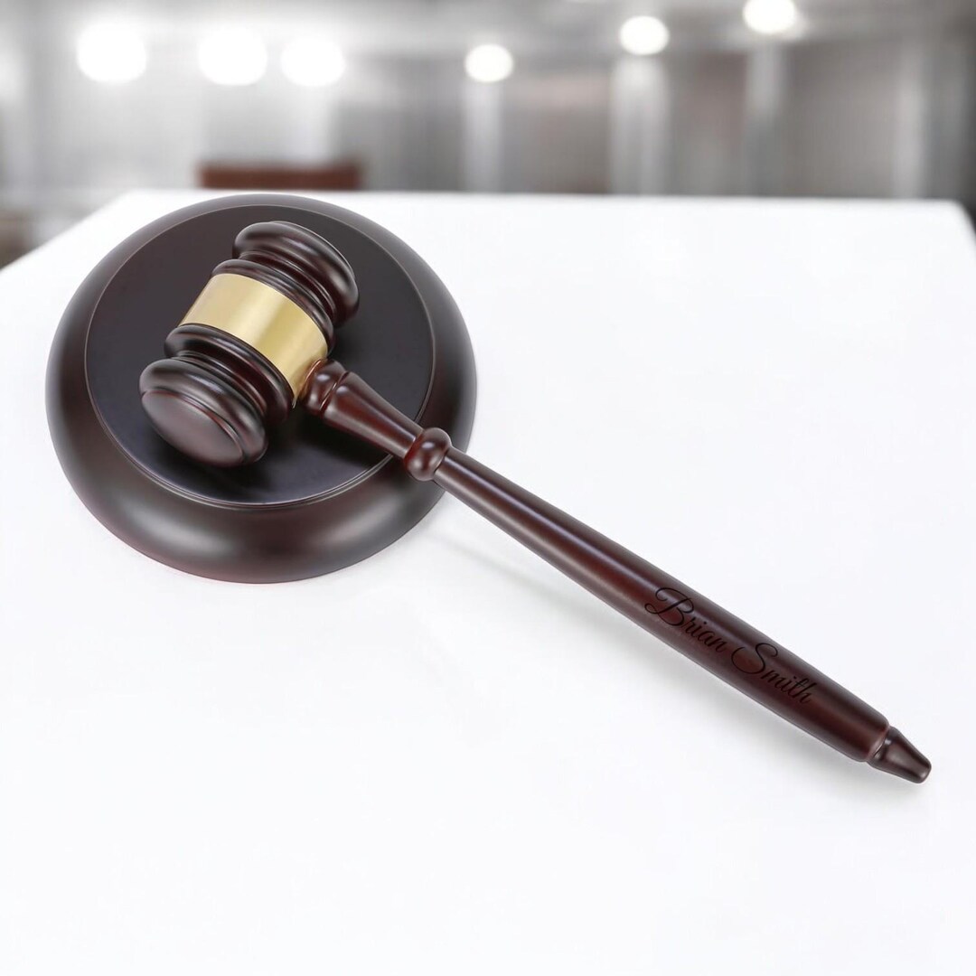 Personalized GAVEL and BLOCK Set Custom Engraved Lawyer Auction Judge ...