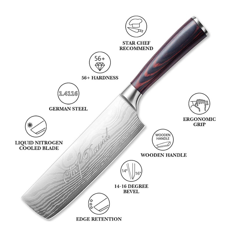 Personalized CHEFS NAKIRI KNIFE Knive Set Japanese Professional Kitchen ...