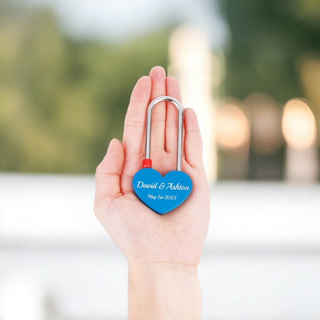 Personalized HEART LOVE LOCK Padlock Couples Custom Engraved Groomsmen ...