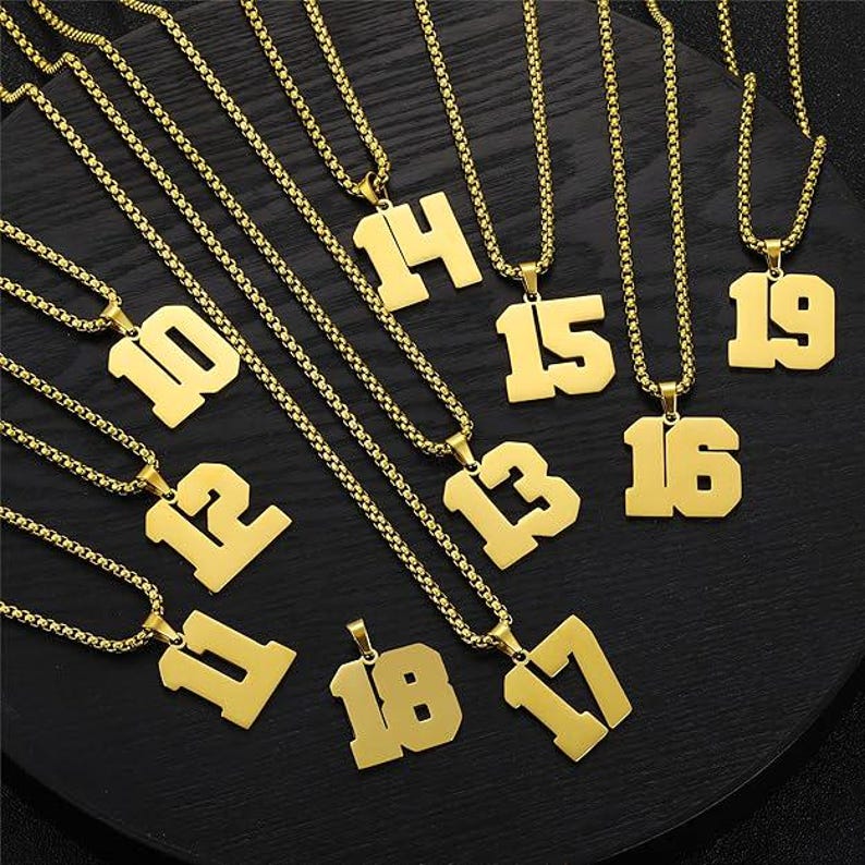 Personalized NUMBER NECKLACE for Boys Girls Youth Sports School Team ...