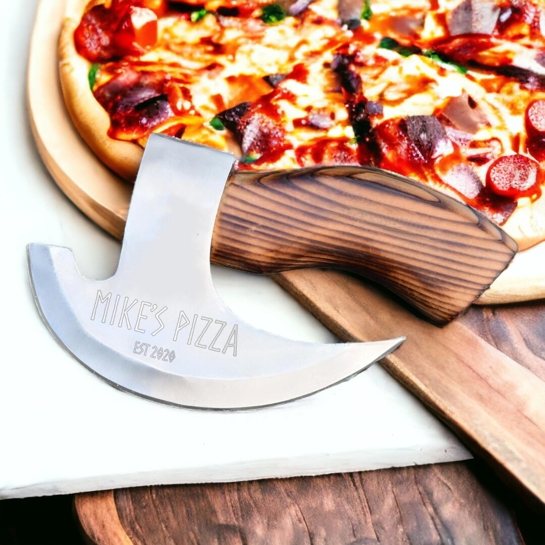 Personalized PIZZA AXE CUTTER Wheel Rocker Peel Custom Engraved Cooking ...
