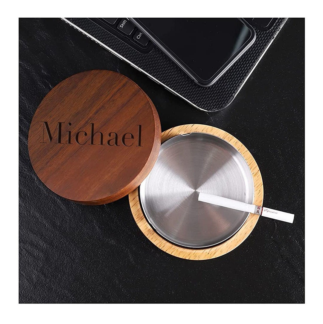Personalized ASHTRAY Custom Engraved Wood Ashtrays Cigars Accessories ...