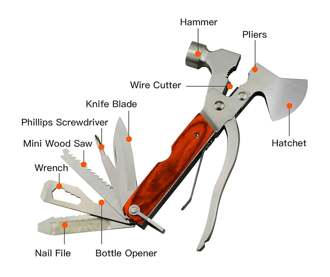 Personalized MULTITOOL AXE & SHEATH Hammer Knive Tools Groomsmen Gift ...