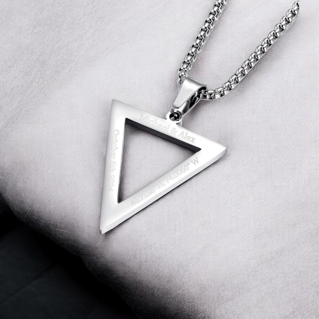 Personalized TRIANGLE NECKLACE Couple Pendant Jewelry Necklaces Gift ...