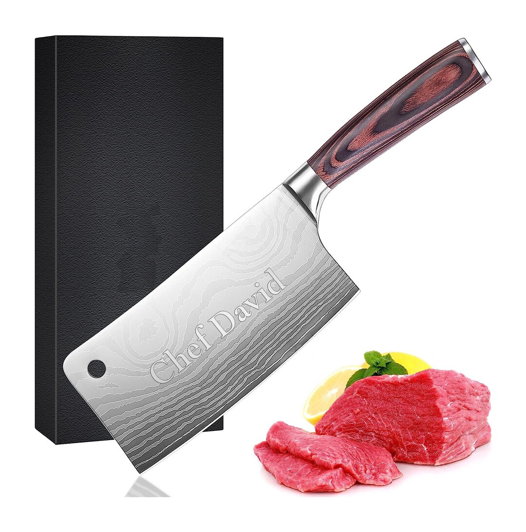 Personalized BUTCHER KNIFE Cleaver Chef Knive Set Kitchen Chefs Cooking ...