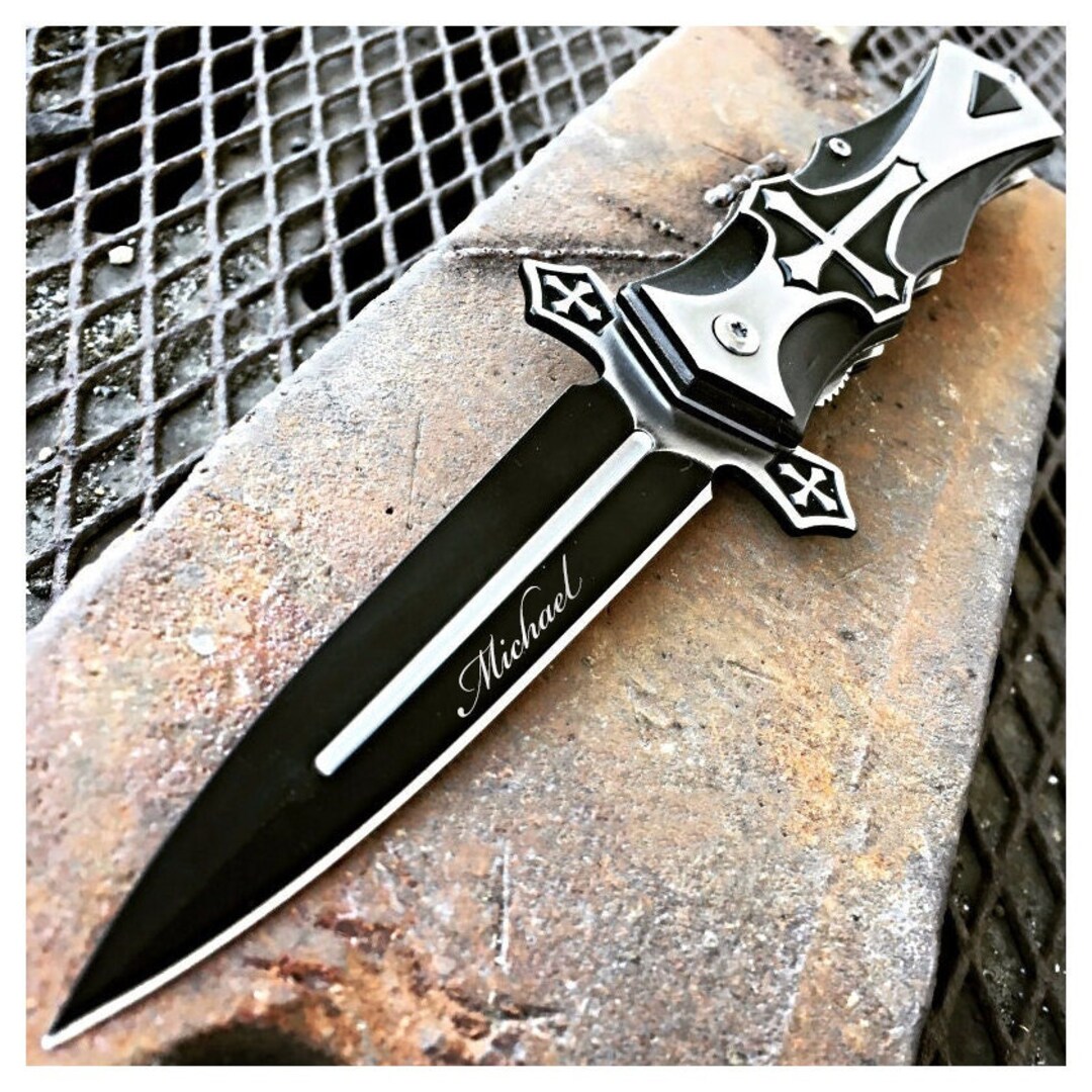 Personalized Celtic Cross POCKET KNIFE With Clip Birthday Gift for Him ...