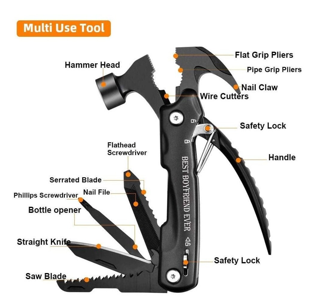 Personalized HAMMER MULTITOOL Pocket Knife Tool Groomsmen Birthday Gift ...