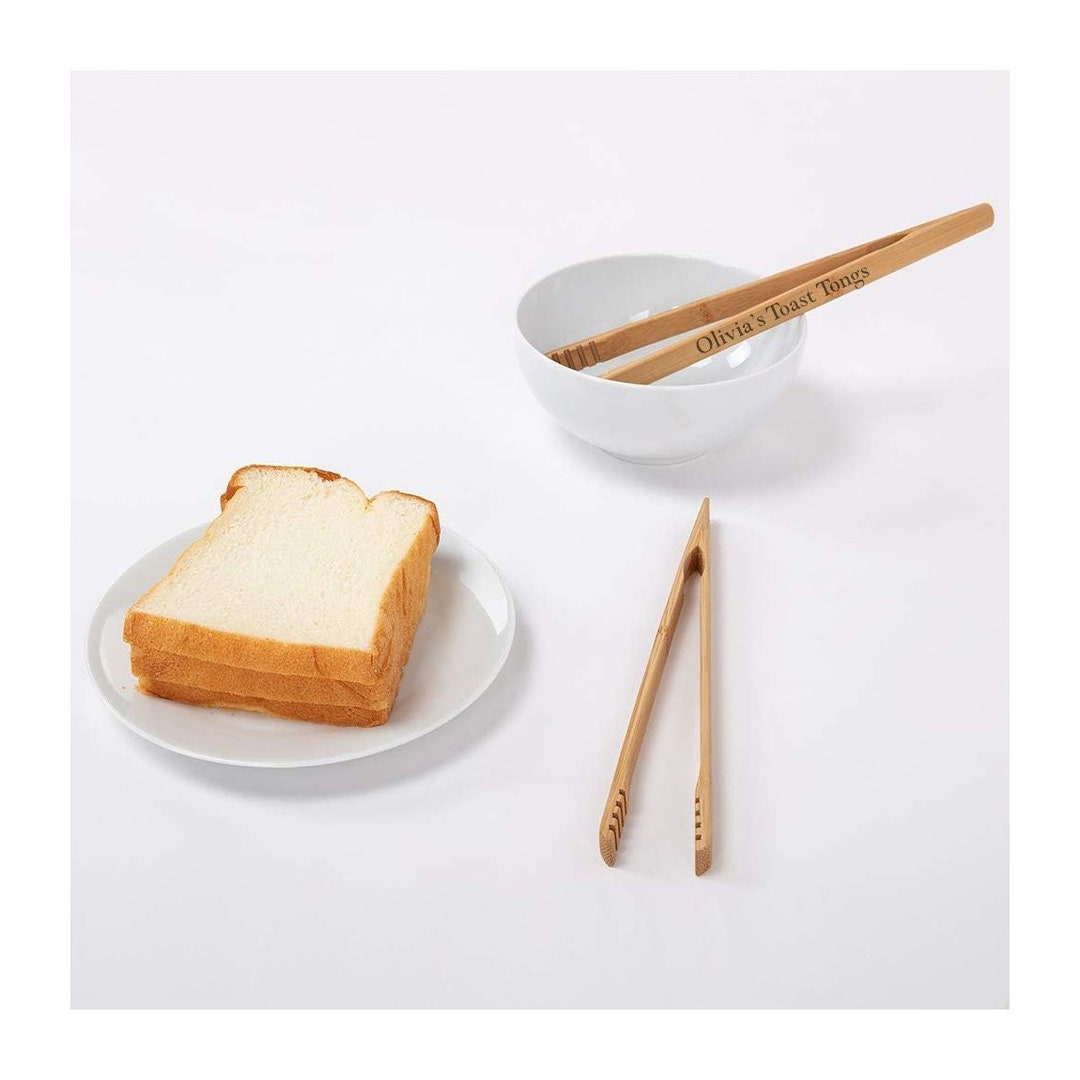 Personalized Bamboo Toast TONGS Toaster Utensil Custom Engraved Gifts ...