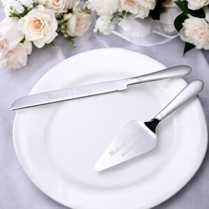 Personalized Wedding CAKE CUTTING SET Gold Silver Cutter Server Knife ...