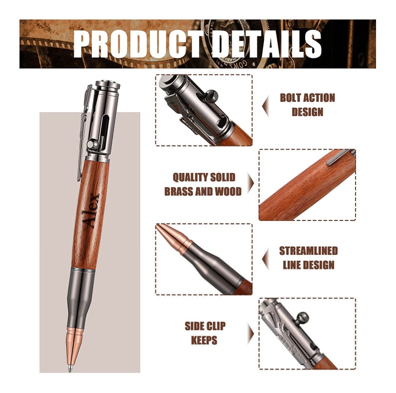 Personalized BOLT ACTION PEN Military Veteran Groomsmen Birthday Gift ...