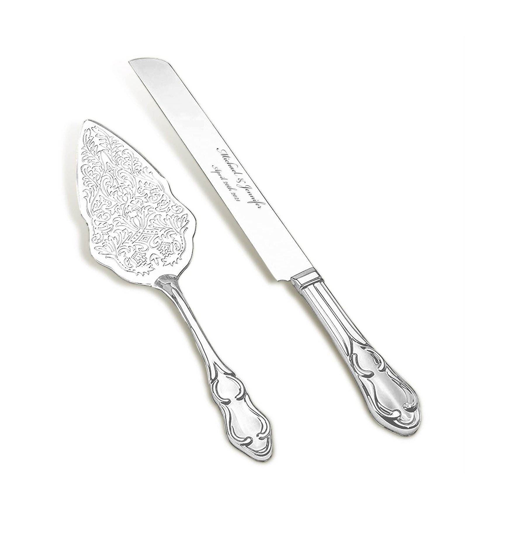 Personalized Wedding CAKE CUTTING SET Silver Cutter Knife - Etsy