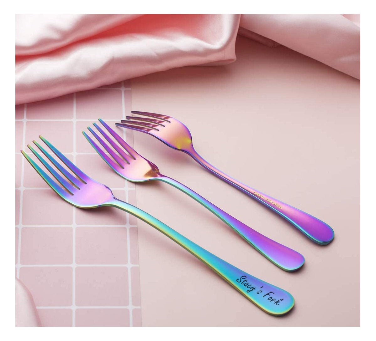 Personalized Rainbow Spectrum Oil Slick FORK Dinnerware - Etsy