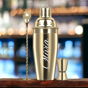 Personalized COCKTAIL SHAKER SET Mixer Drinkware Bar Bartender Barware ...
