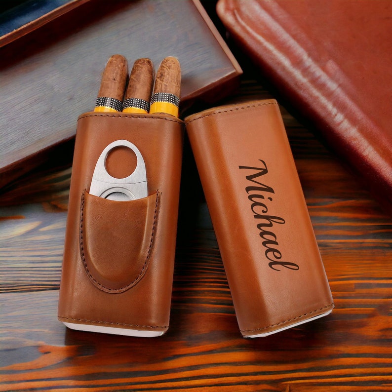 Personalized CIGAR HUMIDOR CASE Cigars Accessories Travel Box Groomsmen ...