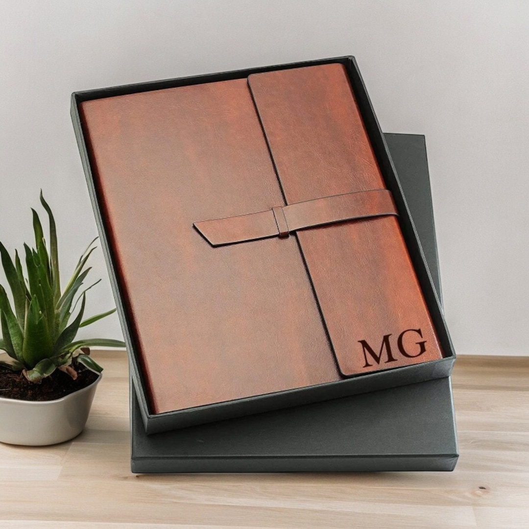 Custom Personalized LEATHER PORTFOLIO for Men Women Corporate Business ...