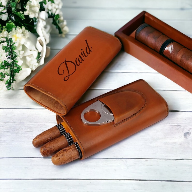Personalized CIGAR HUMIDOR CASE Cigars Accessories Travel Box Groomsmen ...