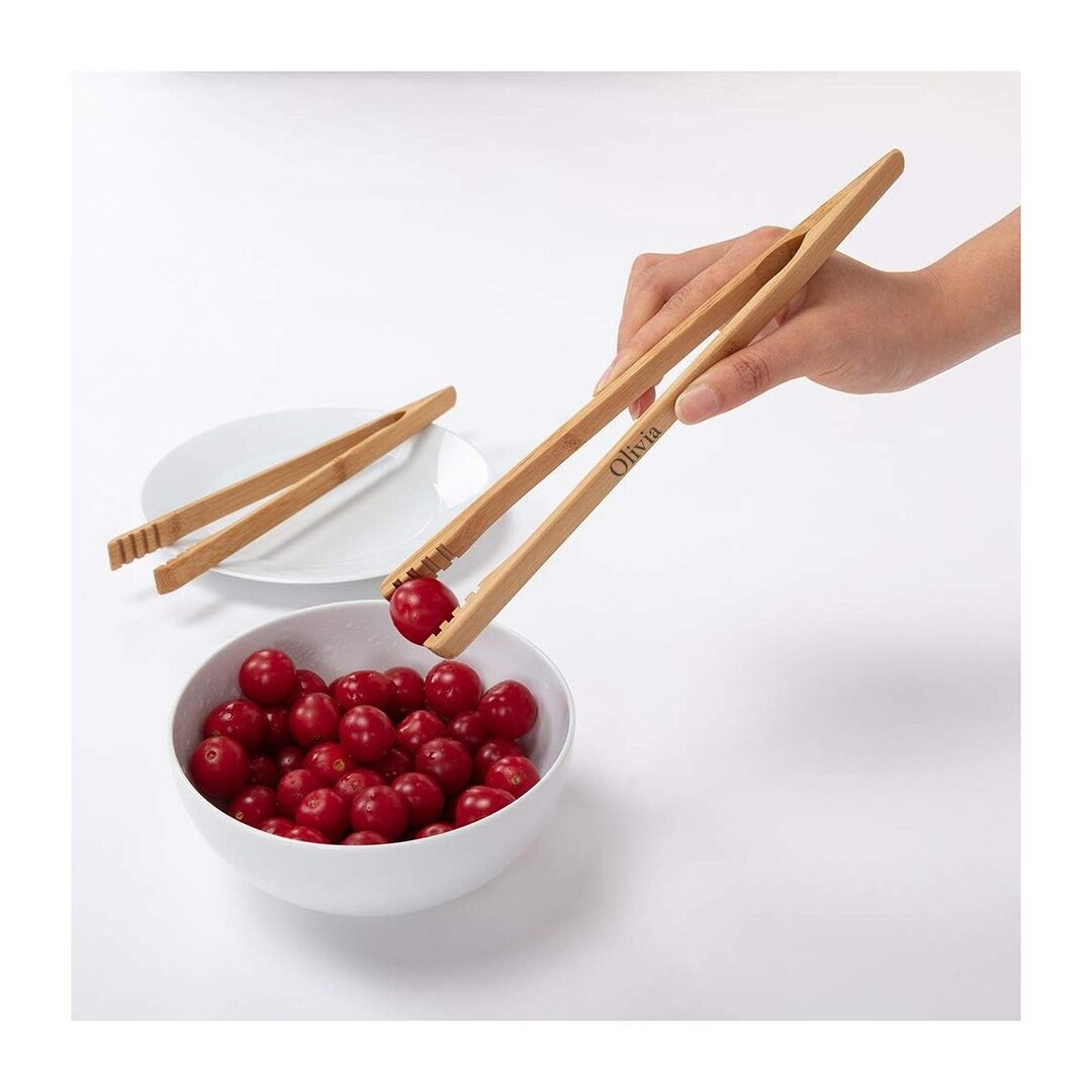 Personalized Bamboo Toast TONGS Toaster Utensil Custom Engraved Gift ...