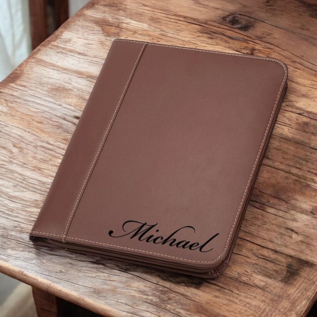 Personalized LEATHER PORTFOLIO for Men Women Corporate Business ...