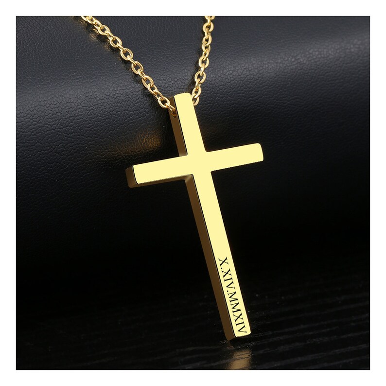 Personalized CROSS NECKLACE Men Women Custom Engraved Pendant - Etsy