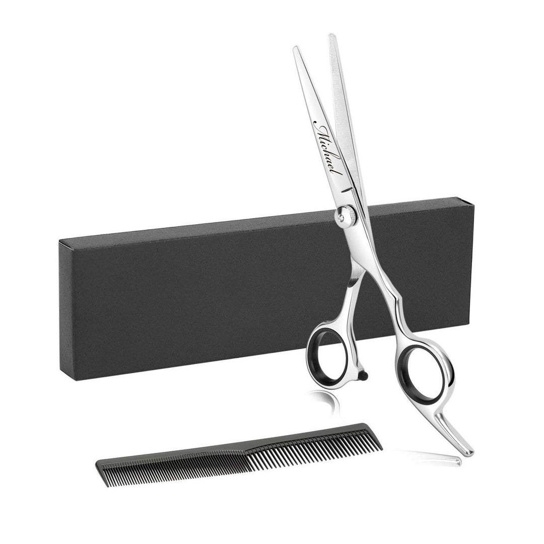 Personalized BARBER SCISSORS & COMB Stylist Haircut Beard Mustache ...