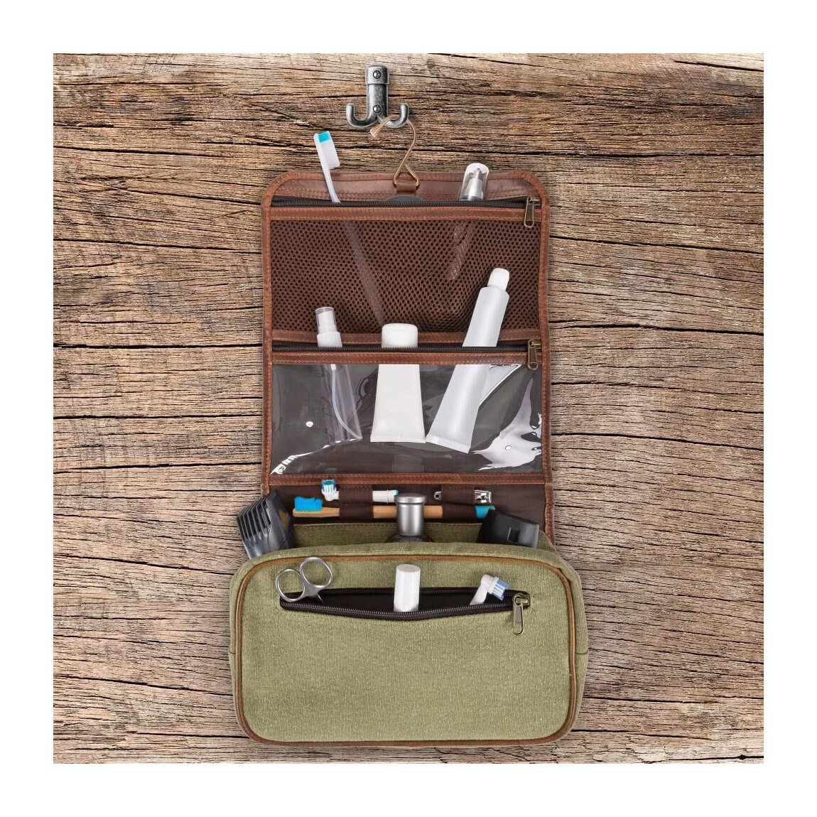 Personalized LEATHER TOILETRY BAG Dopp Kit Shaving Travel Accessories ...