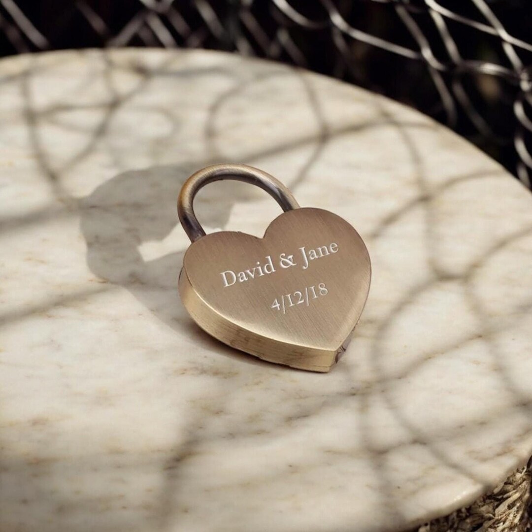 Personalized HEART LOVE LOCK Padlock Bridge Wedding Couple Engagement ...