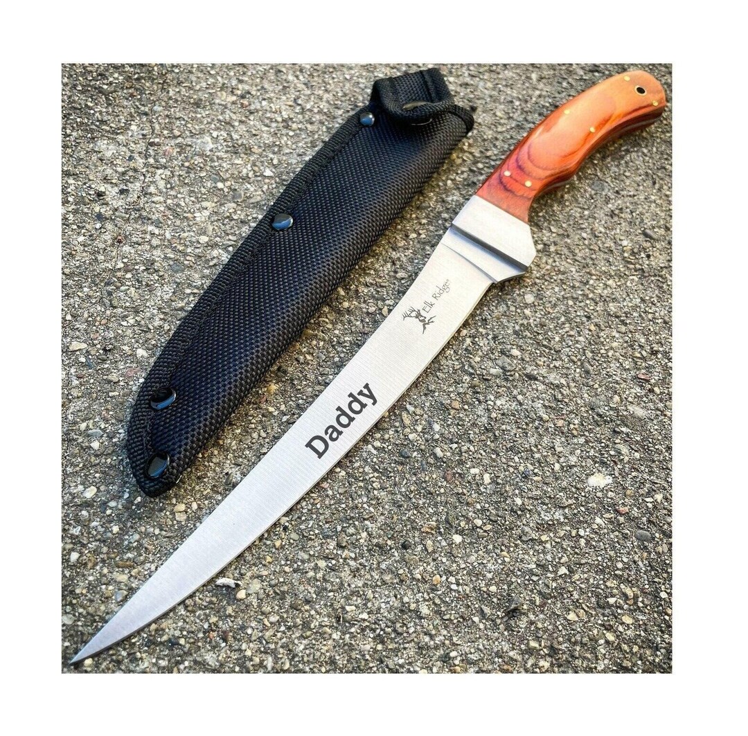 Personalized FISHING KNIFE & SHEATH Knive Custom Engraved Fathers Day ...