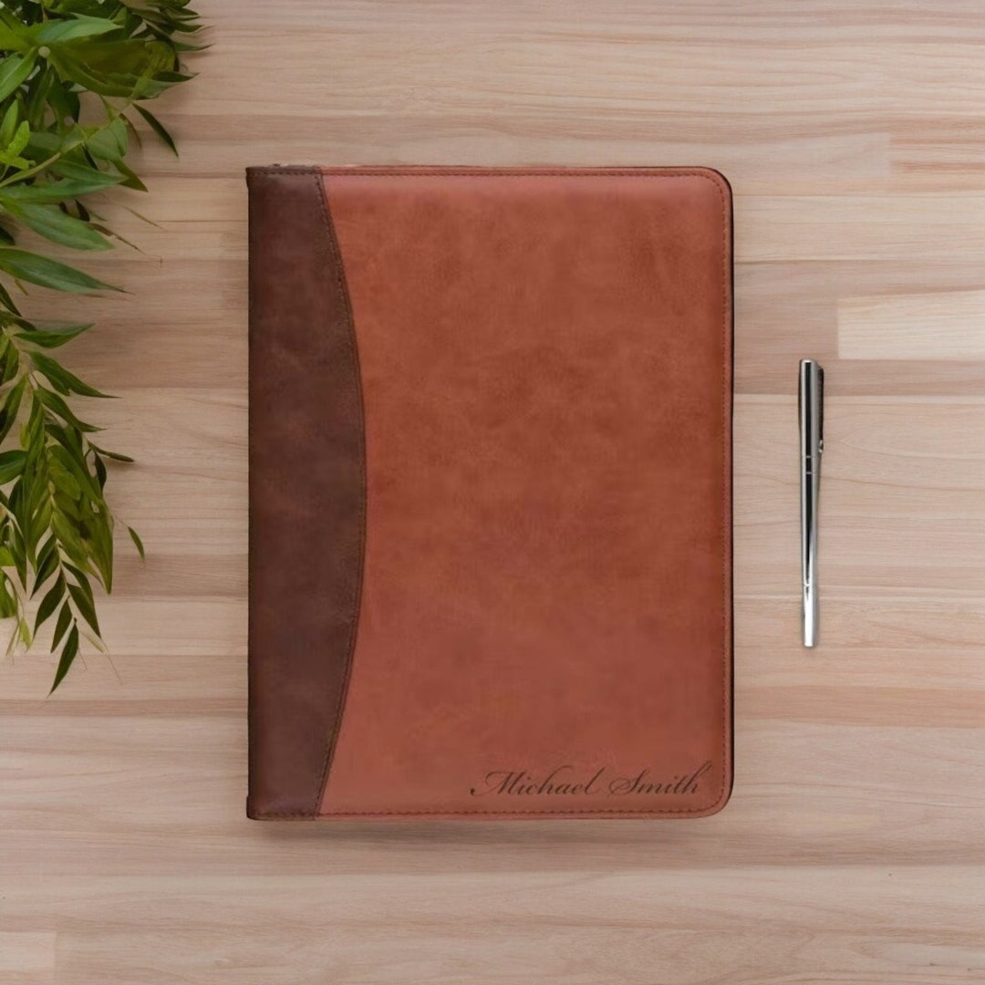 Personalized LEATHER PORTFOLIO for Men Women Corporate Business ...