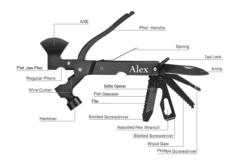 Personalized MULTITOOL AXE Hammer Knife Tools Groomsmen Birthday Gift ...