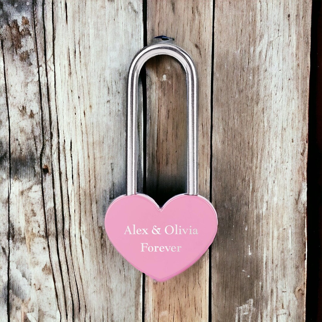 Personalized HEART LOCK Love Padlock Couples Gift for Him Dad Men Her ...