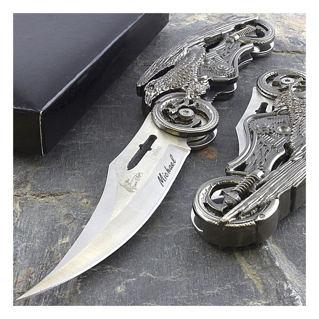 Personalized EAGLE MOTORCYCLE Pocket Knife Knives Groomsmen Gift for ...