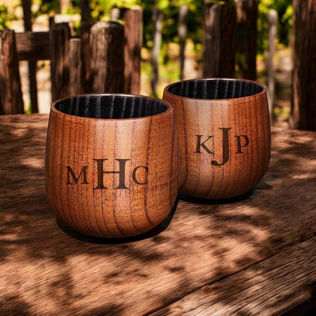 Personalized BOURBON WHISKEY CUP Charred Wood Glass Groomsmen Birthday ...